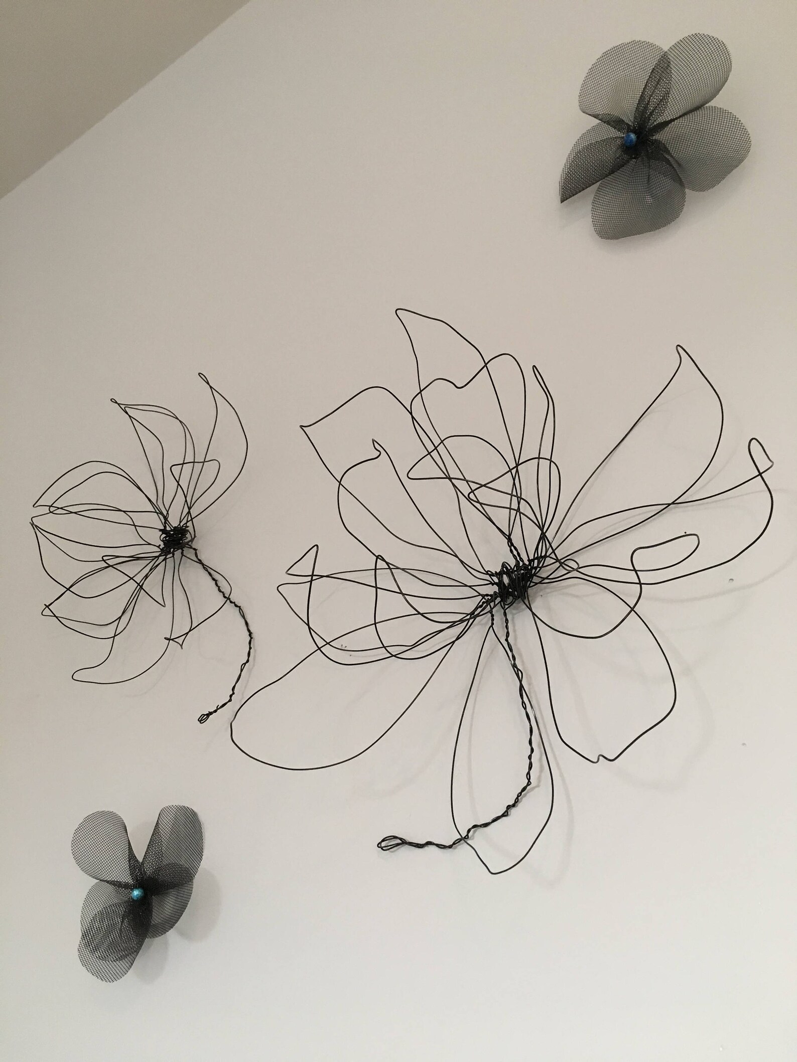 Home Decor Wire Art Flower Wall Decor 3 Wire Flowers and 3 | Etsy