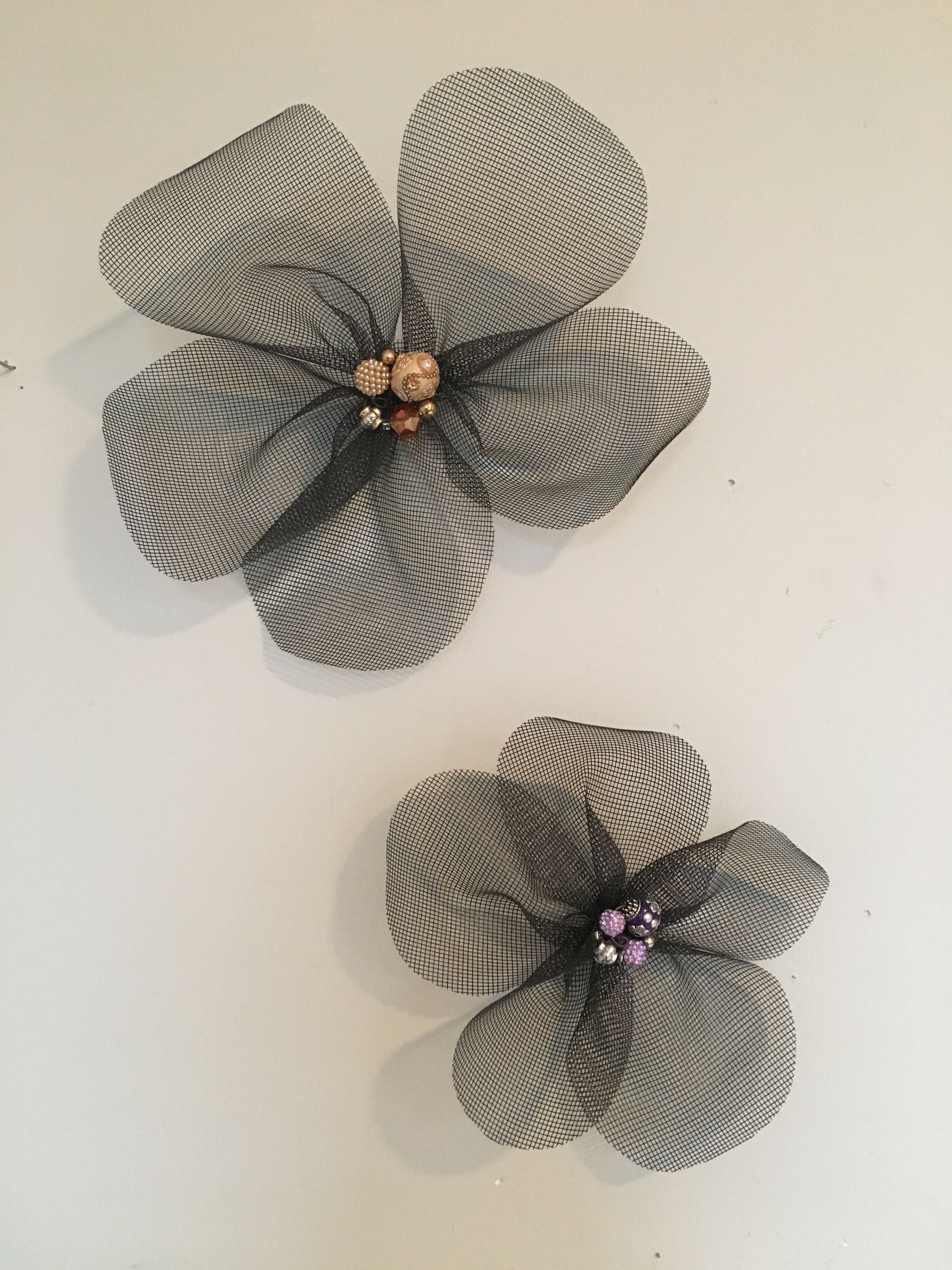 Mesh Flowers With Beads Wall Decor. Free Shipping Mesh | Etsy