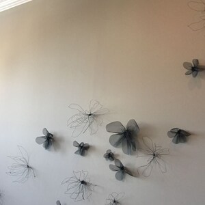 Home Decor, Wire Art, Flower Wall Decor, 3 Wire Flowers and 3 Mesh ...