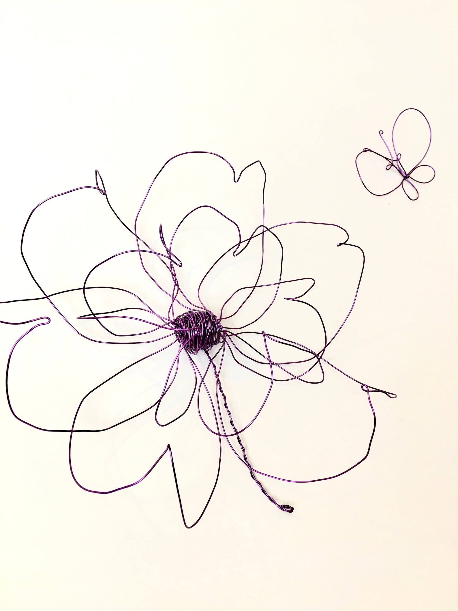 Home Decor. Wall Decor. Wire Art. One Flower. Purple. Wire - Etsy