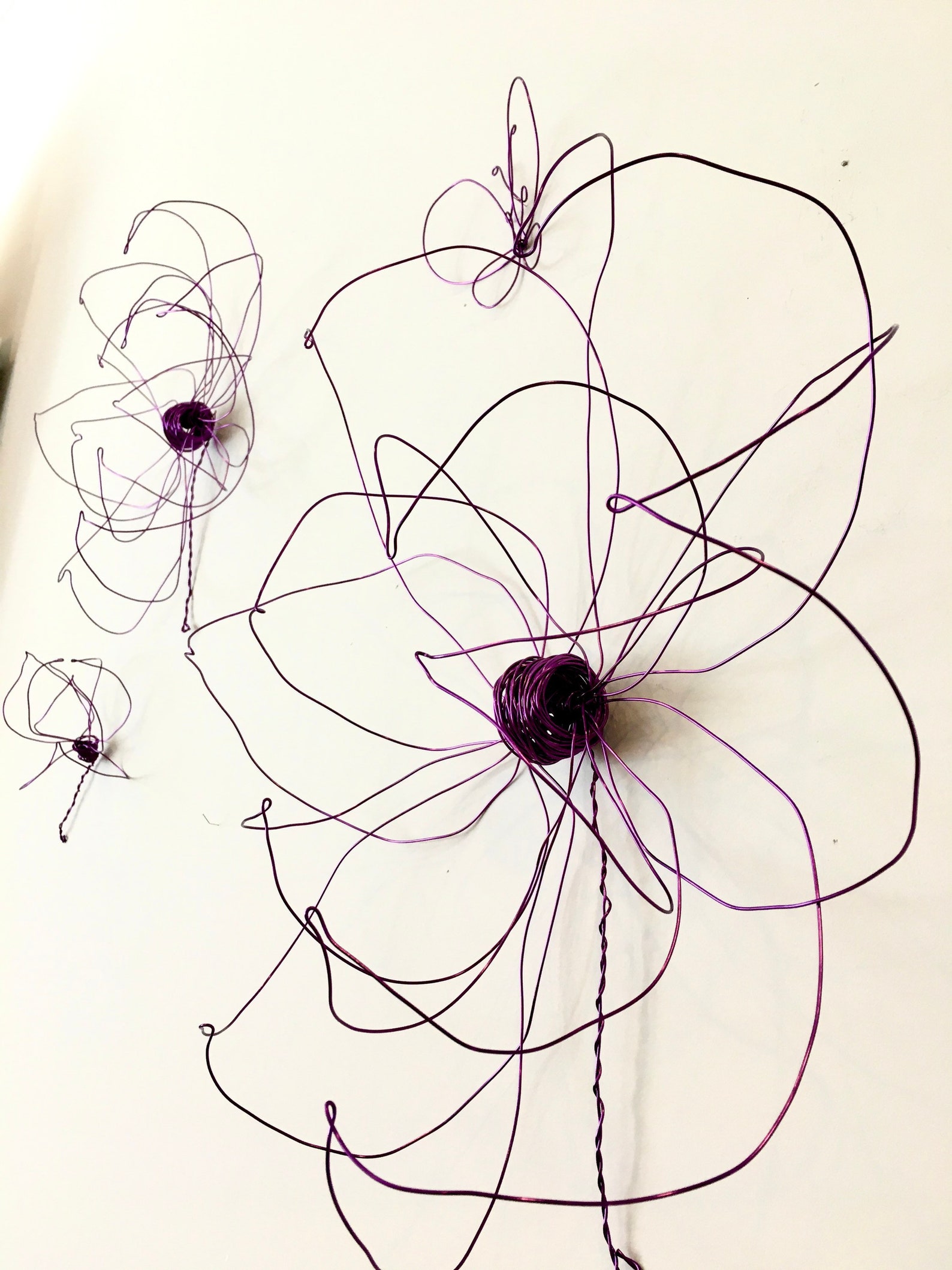 Home Decor. Wall Decor. Wire Art. One Flower. Purple. Wire - Etsy