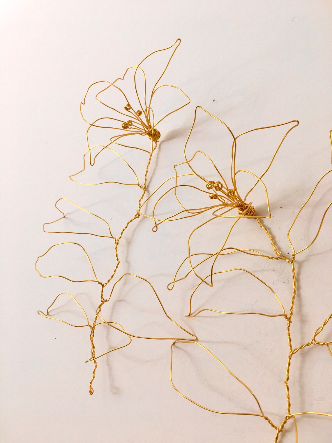 Home Decor Wall Decor Wire Art. Gold Lilies. Wire Flowers - Etsy