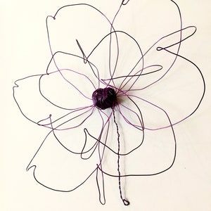Home Decor. Wall Decor. Wire Art. One Flower. Purple. Wire Flower ...