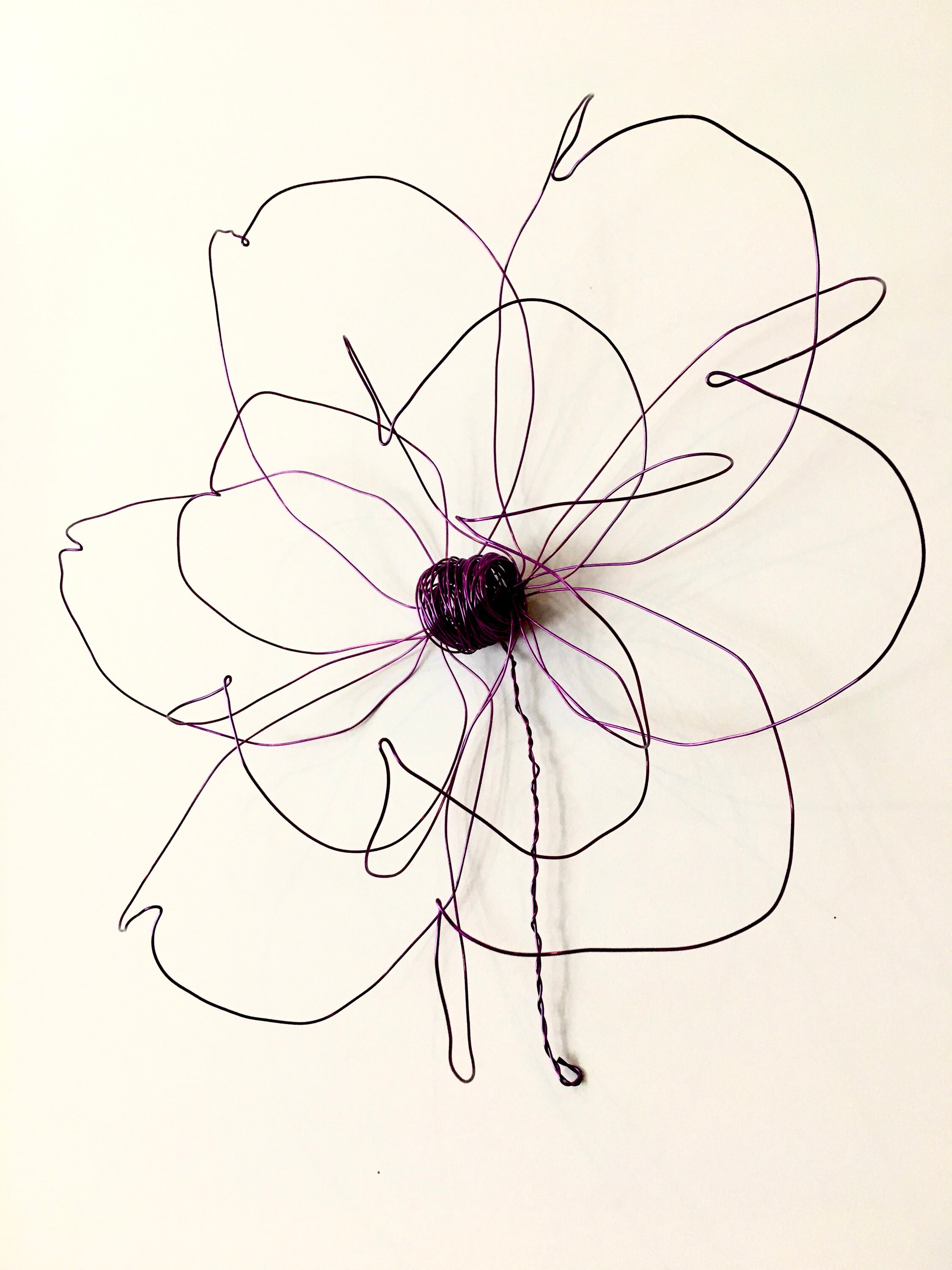 Home Decor. Wall Decor. Wire Art. One Flower. Purple. Wire | Etsy