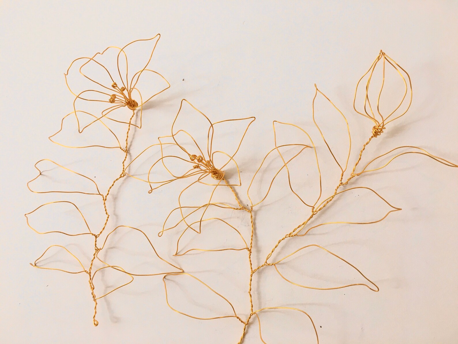 Home Decor Wall Decor Wire Art. Gold Lilies. Wire Flowers - Etsy