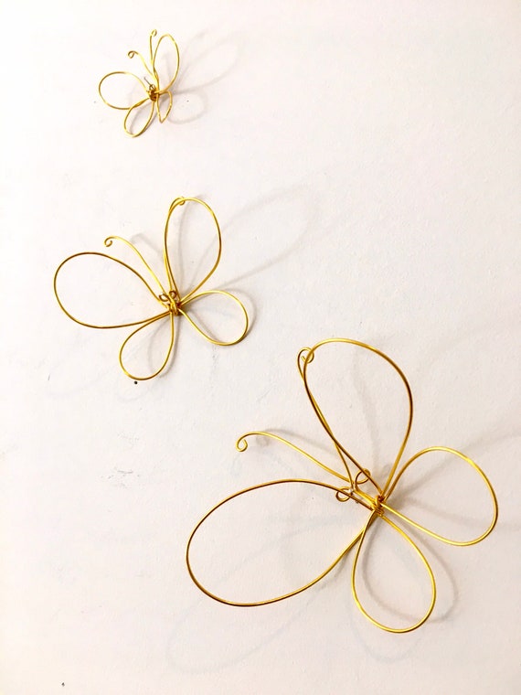 Home Decor Wall Decor Wire Art. Set of 3 Butterflies. Gold. - Etsy
