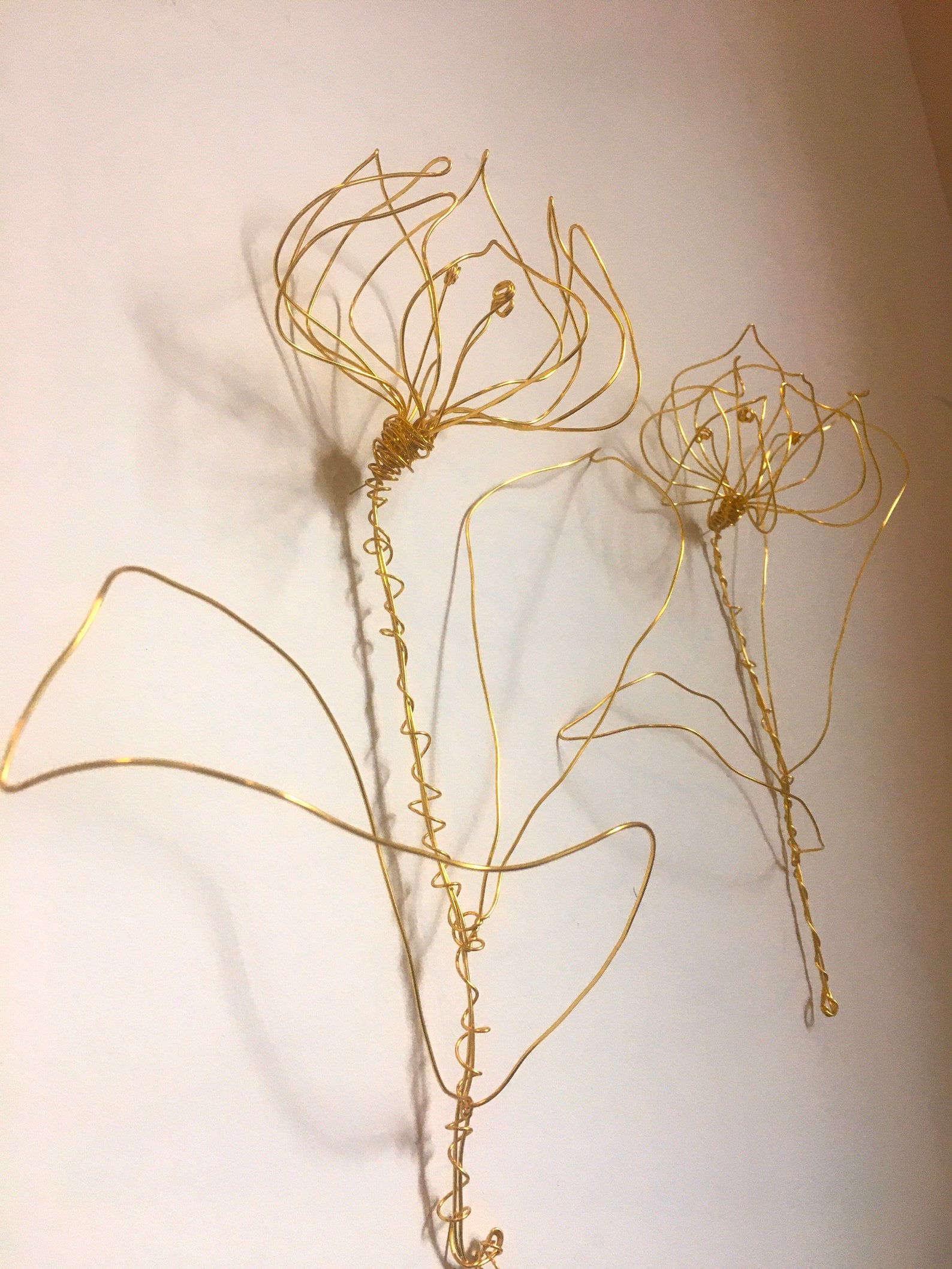 Home Decor. Wall Hanging. Wire Art. Gold Tulip. Wire Flower. Tulip With ...