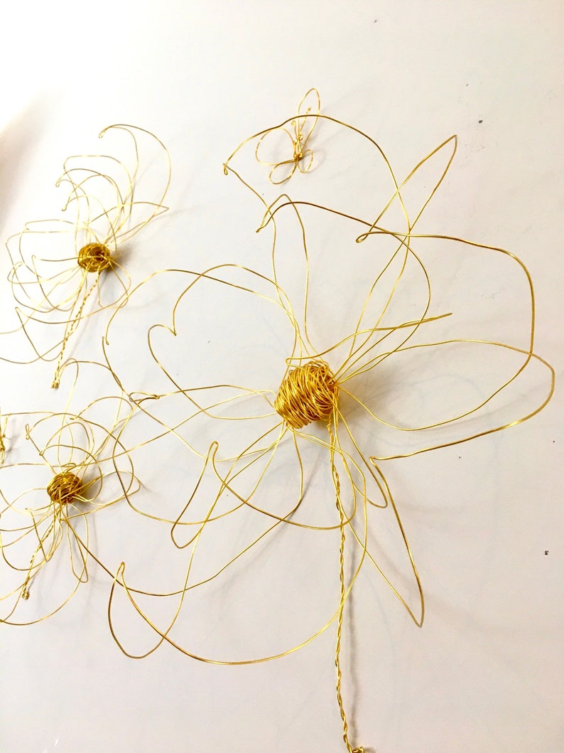 Home decor Wall decor Wall Hanging Wire art One flower | Etsy