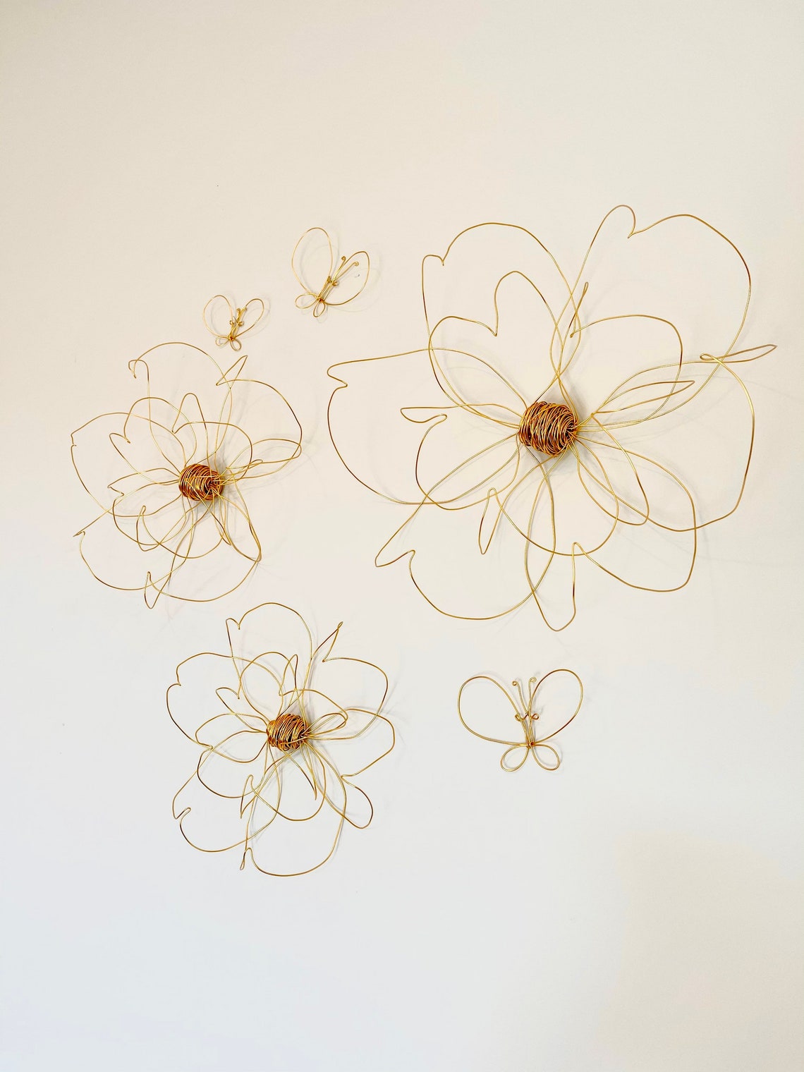 Home Decor Wall Decor Wall Hanging Wire Art Four Flowers - Etsy
