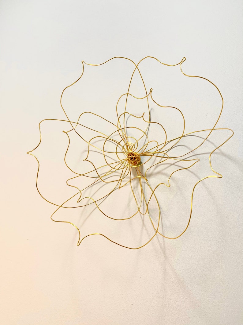 Home Decor, Wall Decor, Wall Hanging, Rose, Wire Art, Wire Flower, Gold ...