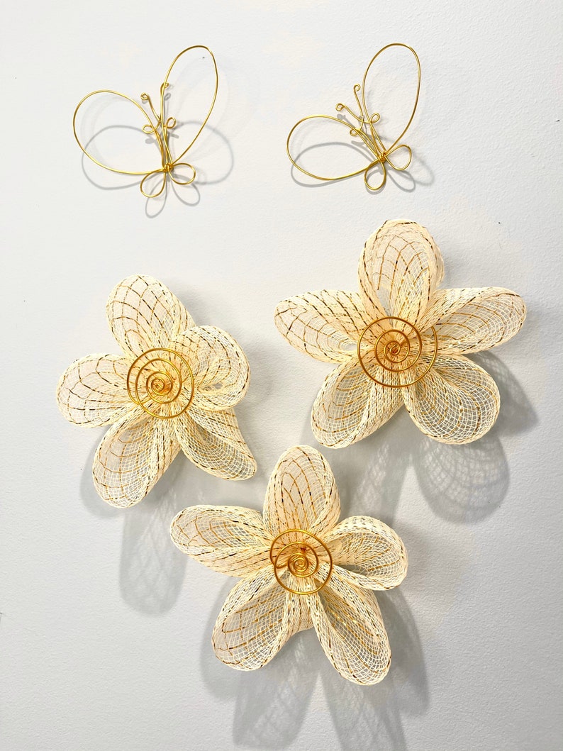 Home Decor. Wall Decor. Hanging. Gold Mesh Flower Art. - Etsy