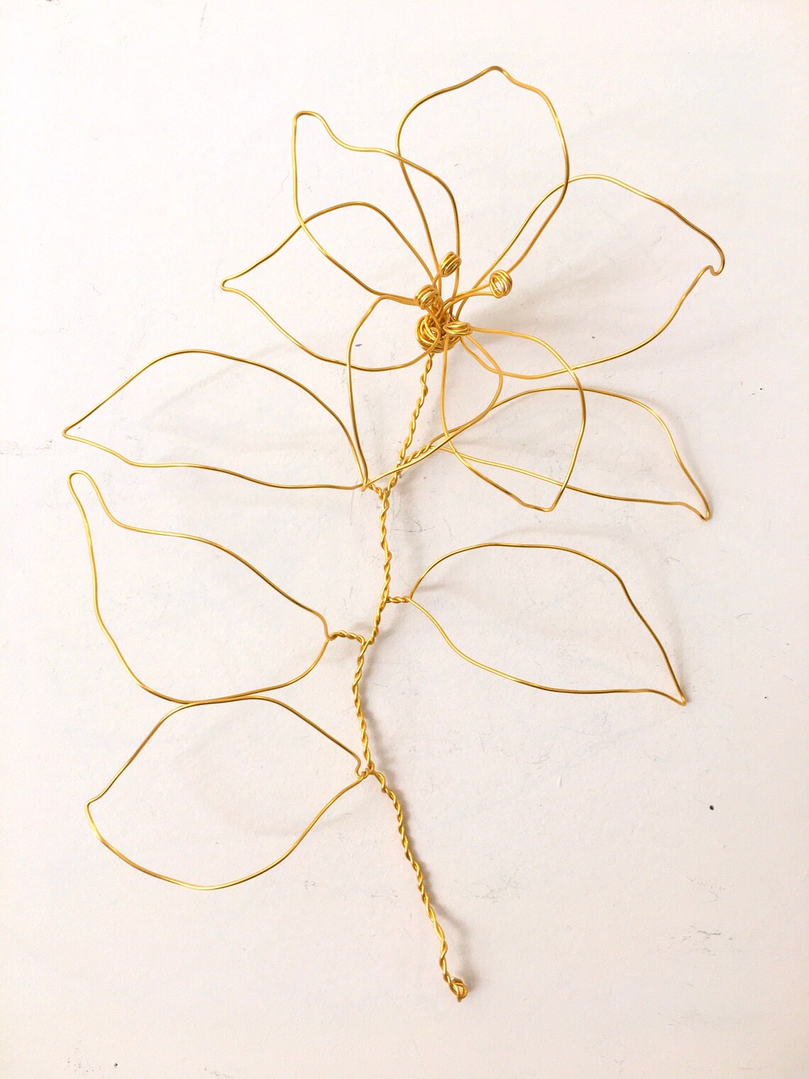 Home Decor, Wall Art, Wire Art. Gold Lily. One Wire Flower With Stem ...
