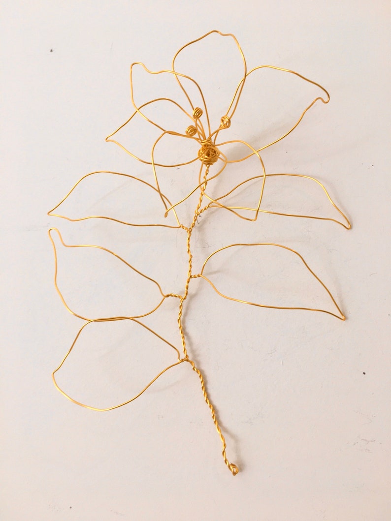 Home Decor, Wall Art, Wire Art. Gold Lily. One Wire Flower With Stem ...