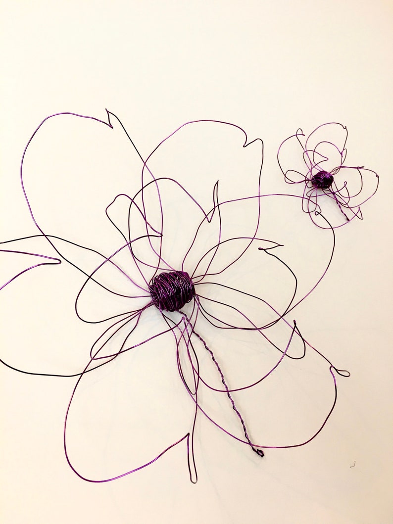 Home Decor. Wall Decor. Wire Art. One Flower. Purple. Wire | Etsy