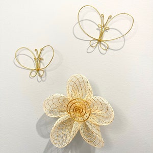 Home Decor. Wall Decor. Hanging. Gold Mesh Flower Art. - Etsy