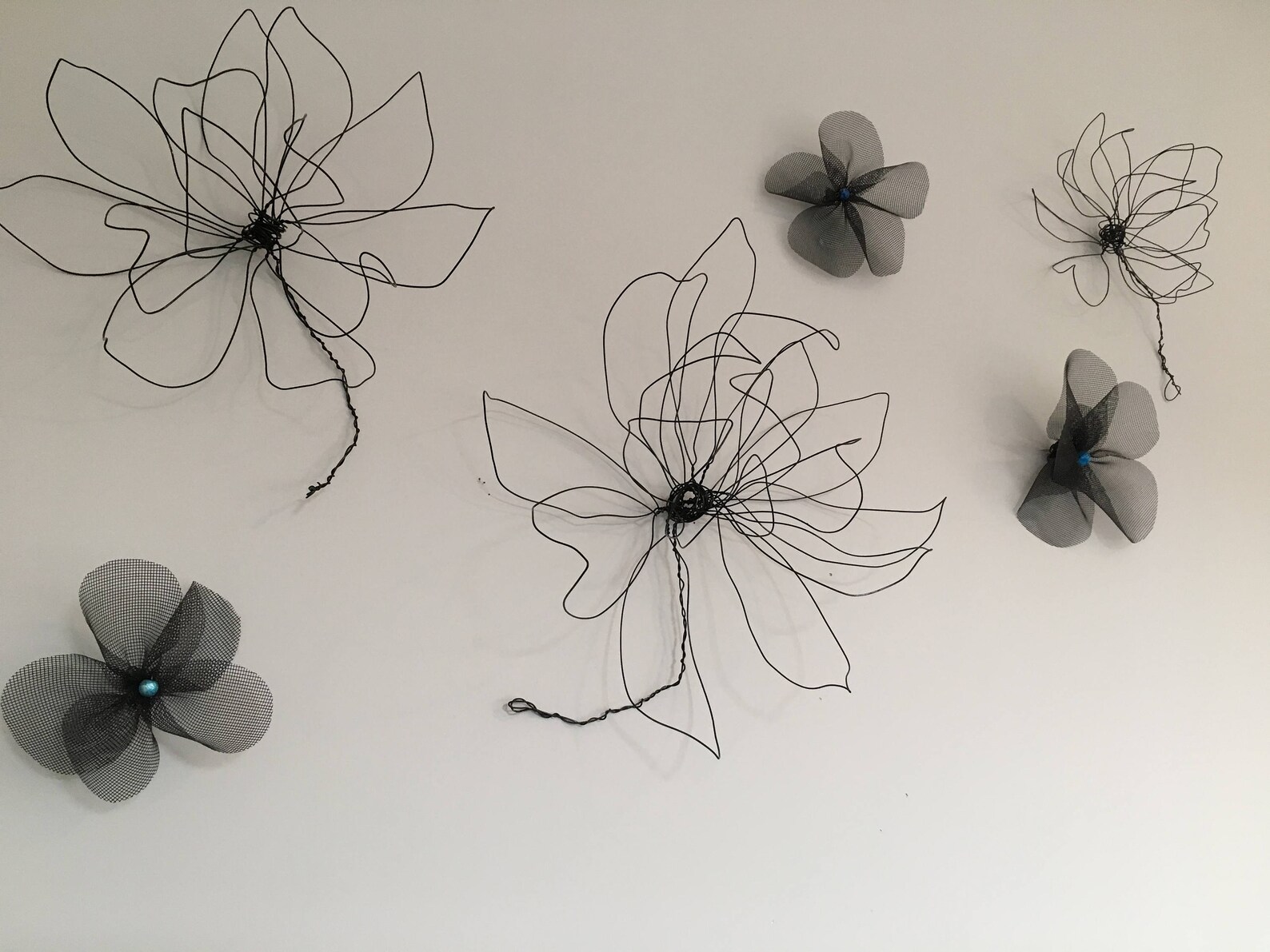 Home Decor Wire Art Flower Wall Decor 3 Wire Flowers and 3 | Etsy