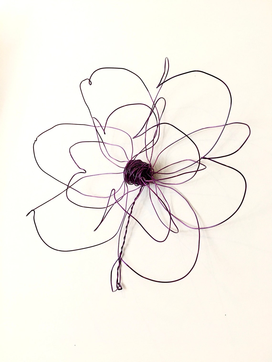 Home Decor. Wall Decor. Wire Art. One Flower. Purple. Wire | Etsy