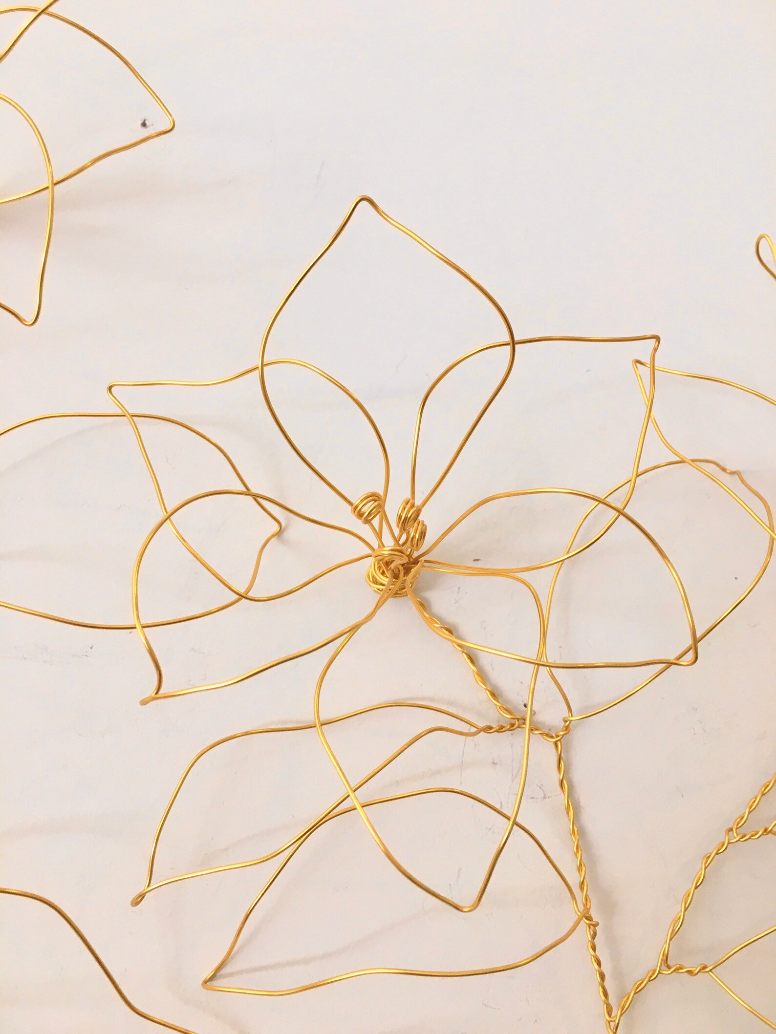 Home Decor, Wall Art, Wire Art. Gold Lily. One Wire Flower With Stem ...