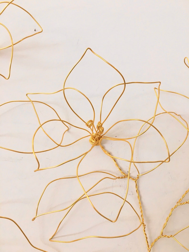 Home Decor Wall Decor Wire Art. Gold Lilies. Wire Flowers - Etsy
