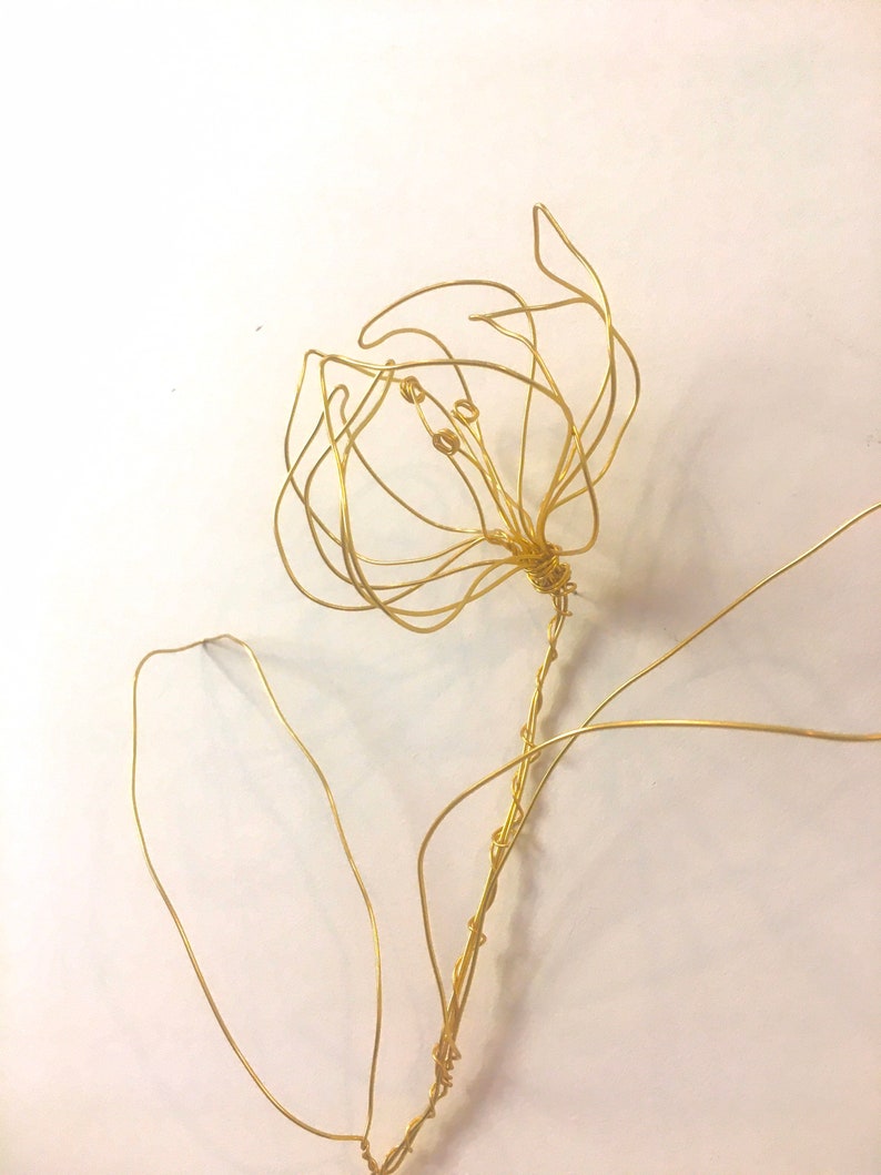 Home Decor. Wall Hanging. Wire Art. Gold Tulip. Wire Flower. Tulip With ...