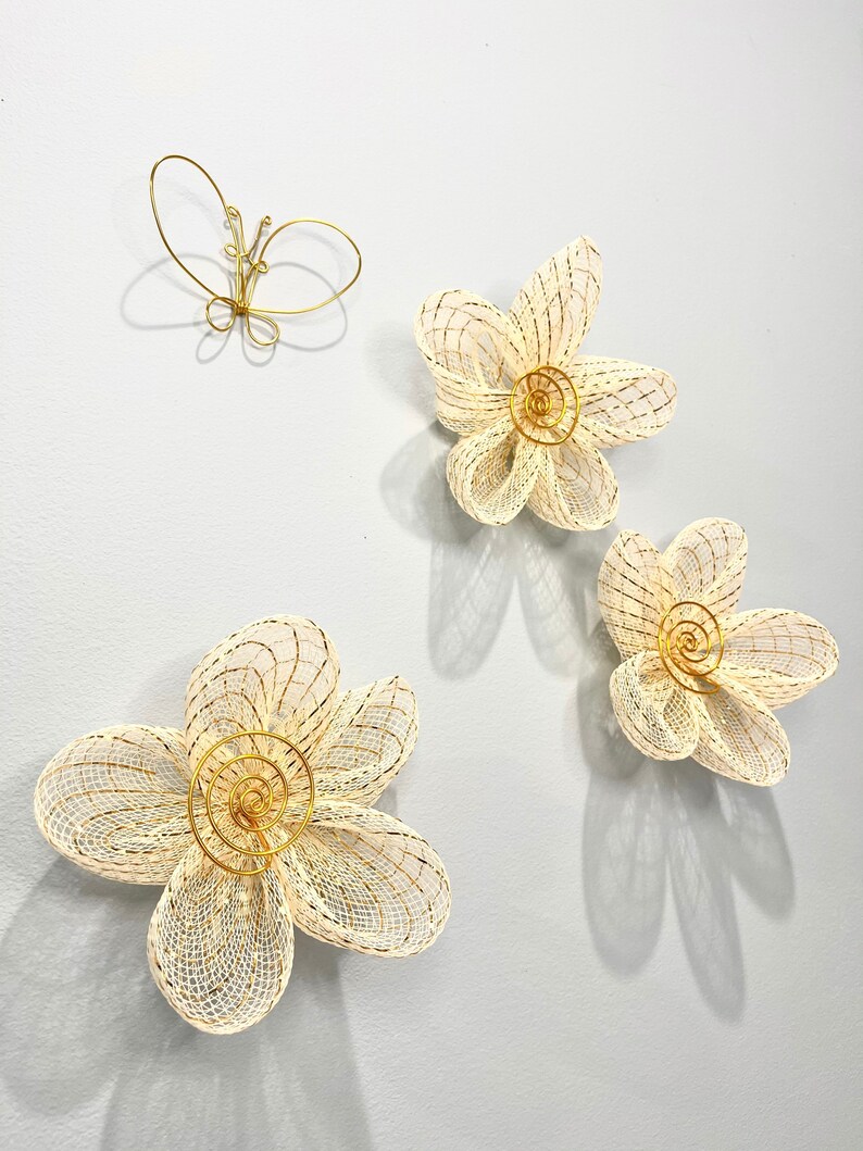 Home Decor. Wall Decor. Hanging. Gold Mesh Flower Art. - Etsy