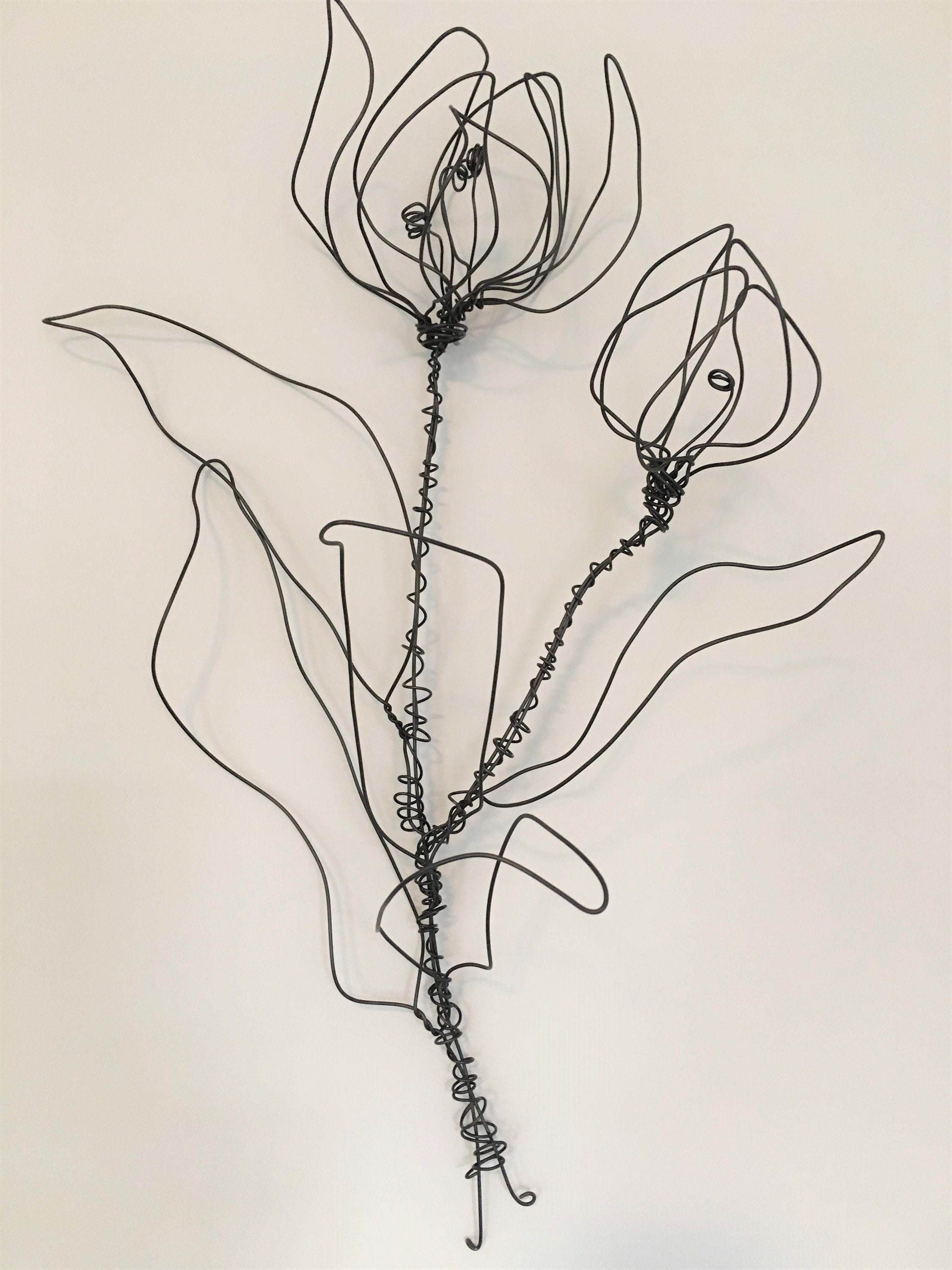 Home Decor, Wall Decor, Wall Hanging, 2 Tulips With a Stem and Leaves ...