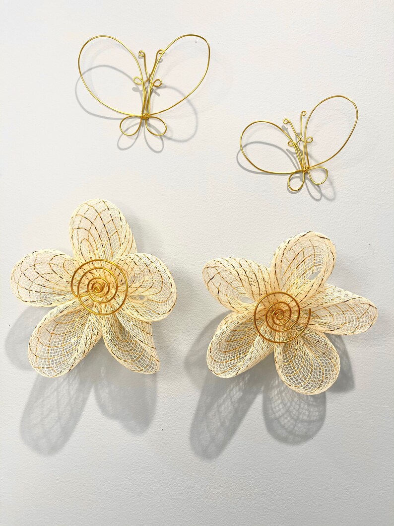 Home Decor. Wall Decor. Hanging. Gold Mesh Flower Art. - Etsy