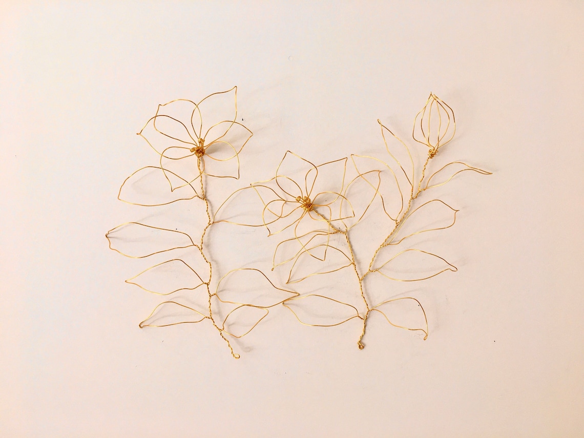 Home Decor Wall Decor Wire Art. Gold Lilies. Wire Flowers - Etsy