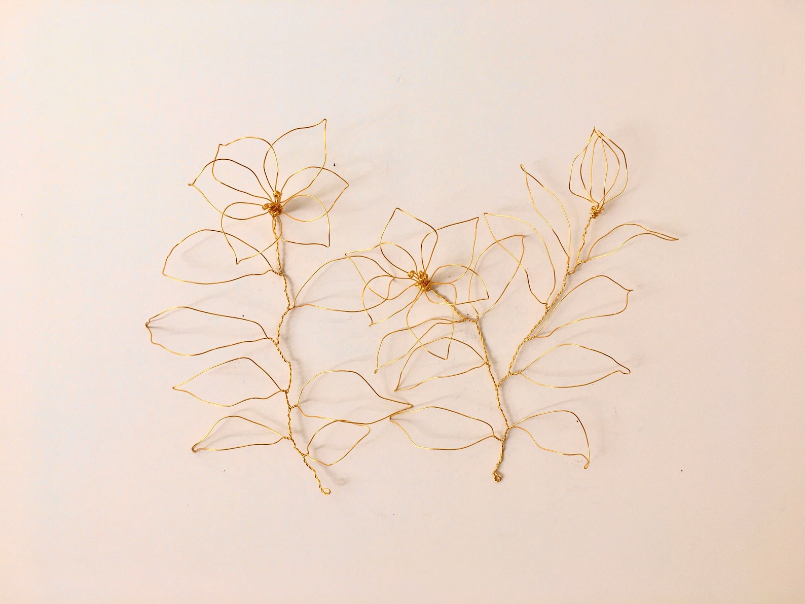 Home Decor Wall Decor Wire Art. Gold Lilies. Wire Flowers - Etsy