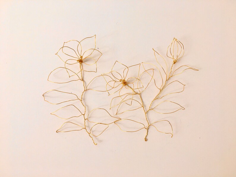 Home Decor Wall Decor Wire Art. Gold Lilies. Wire Flowers - Etsy
