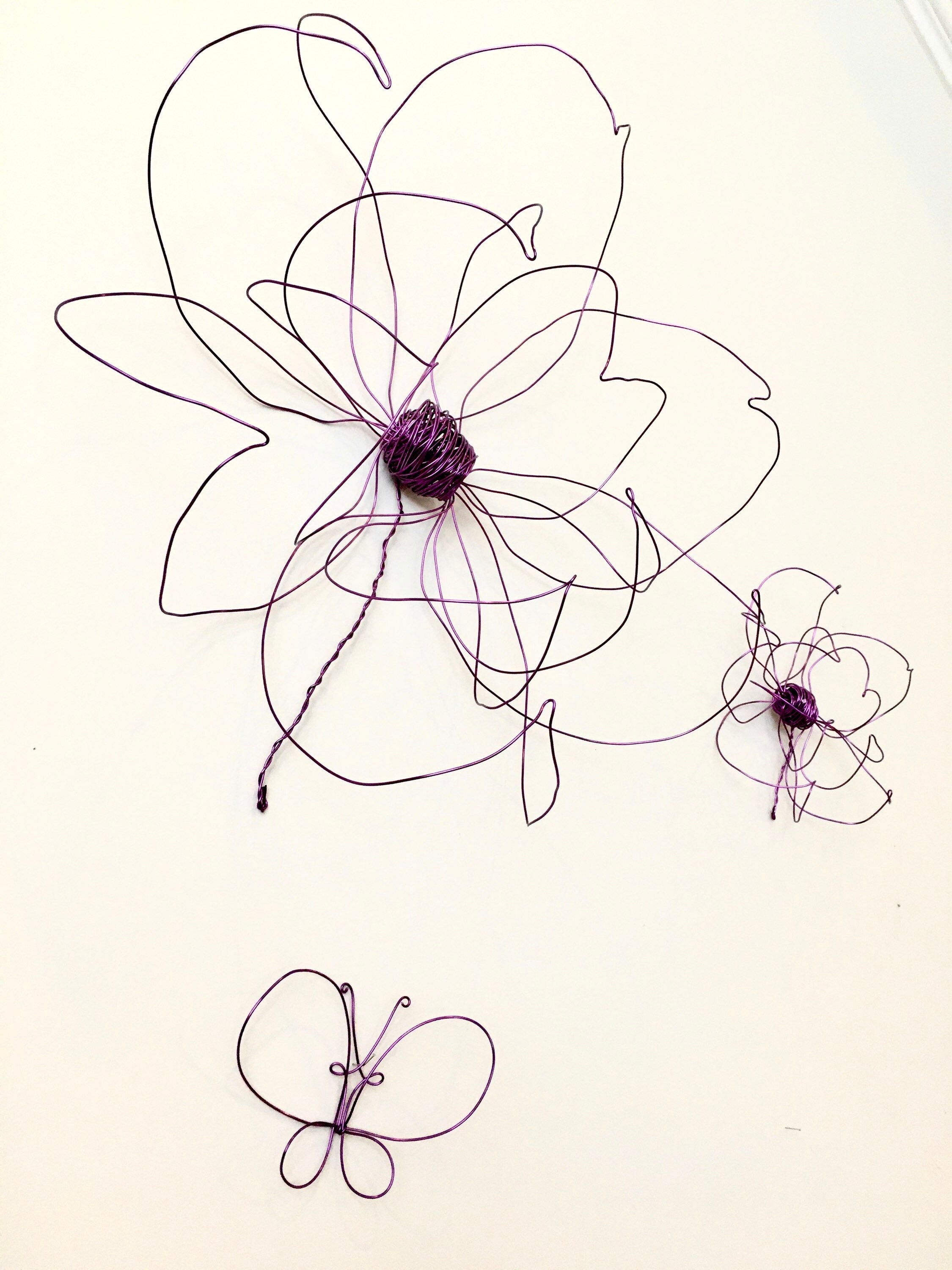 Home Decor. Wall Decor. Wire Art. One Flower. Purple. Wire | Etsy