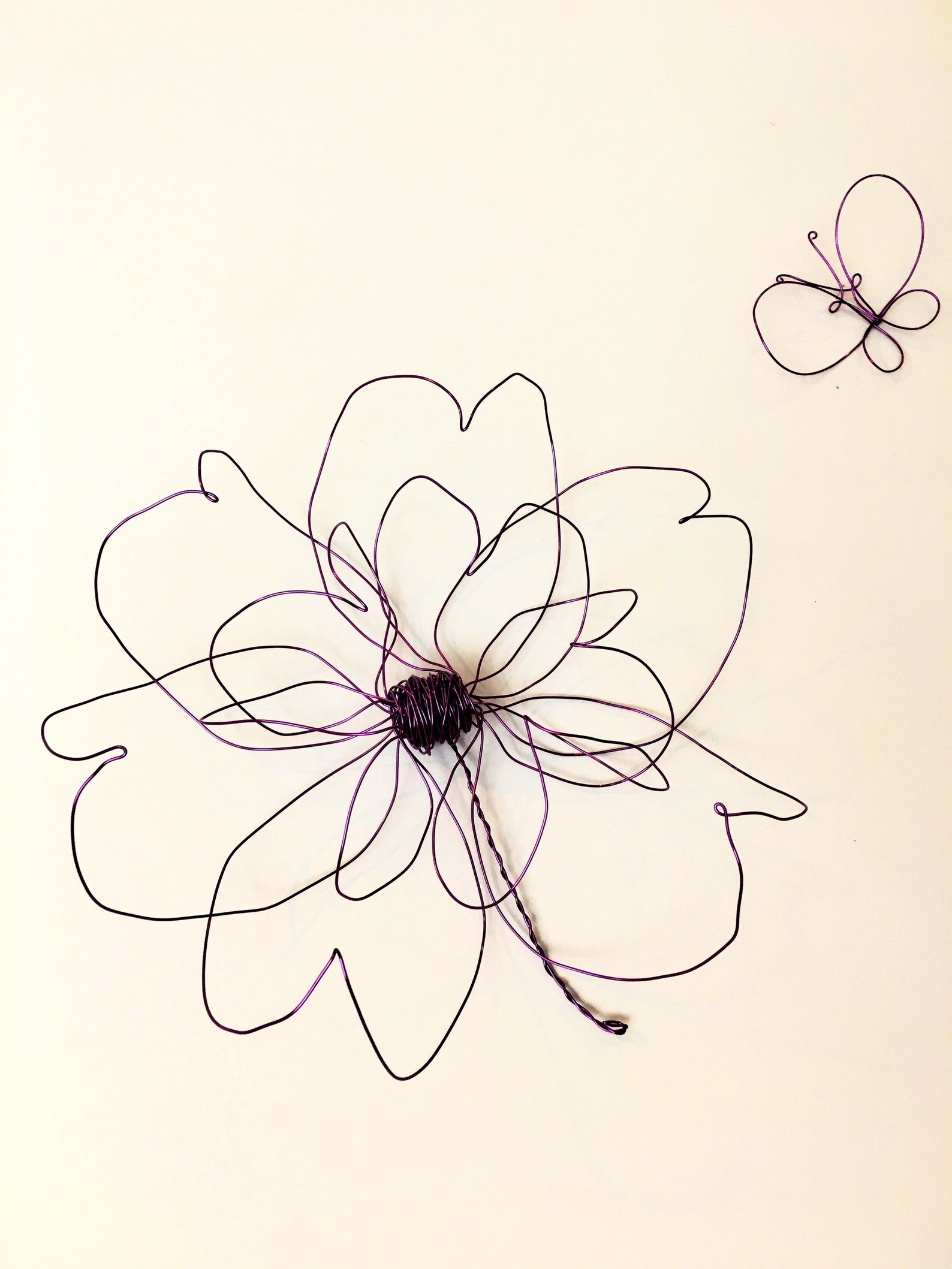 Home Decor. Wall Decor. Wire Art. One Flower. Purple. Wire | Etsy