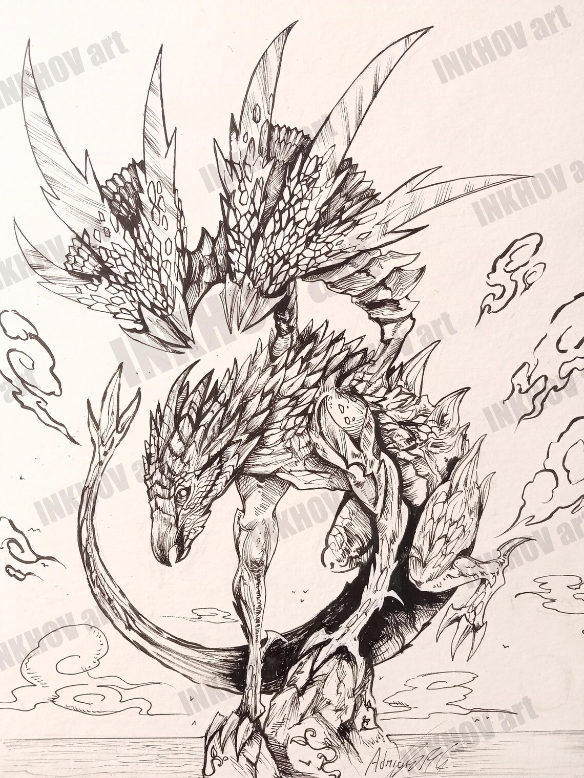 Poster Valstrax Dibujo Dragón Anciano, Monster Hunter Generations ...