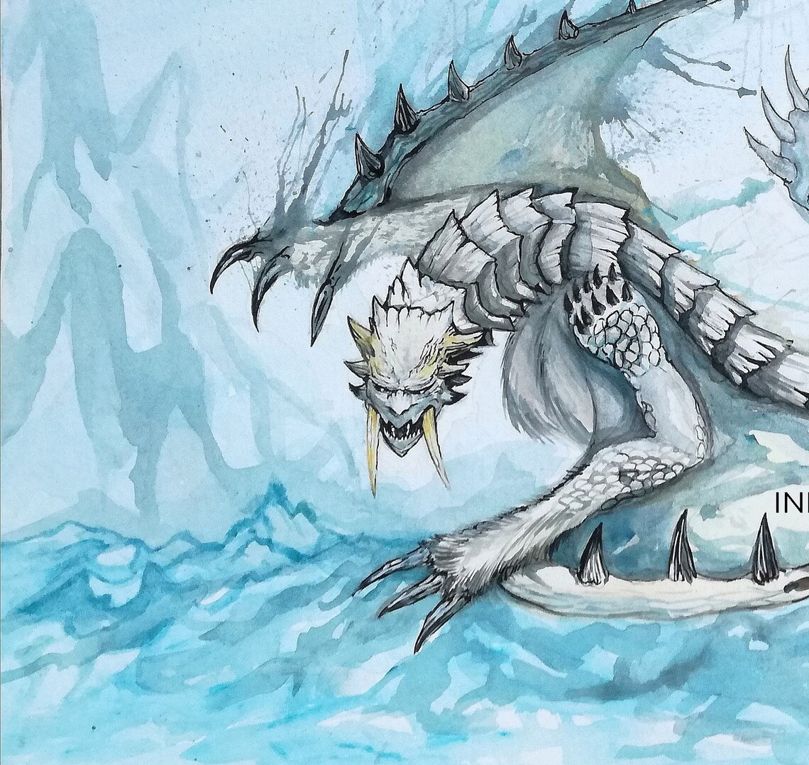 Barioth Watercolor Print Monster Hunter poster MHWorld | Etsy