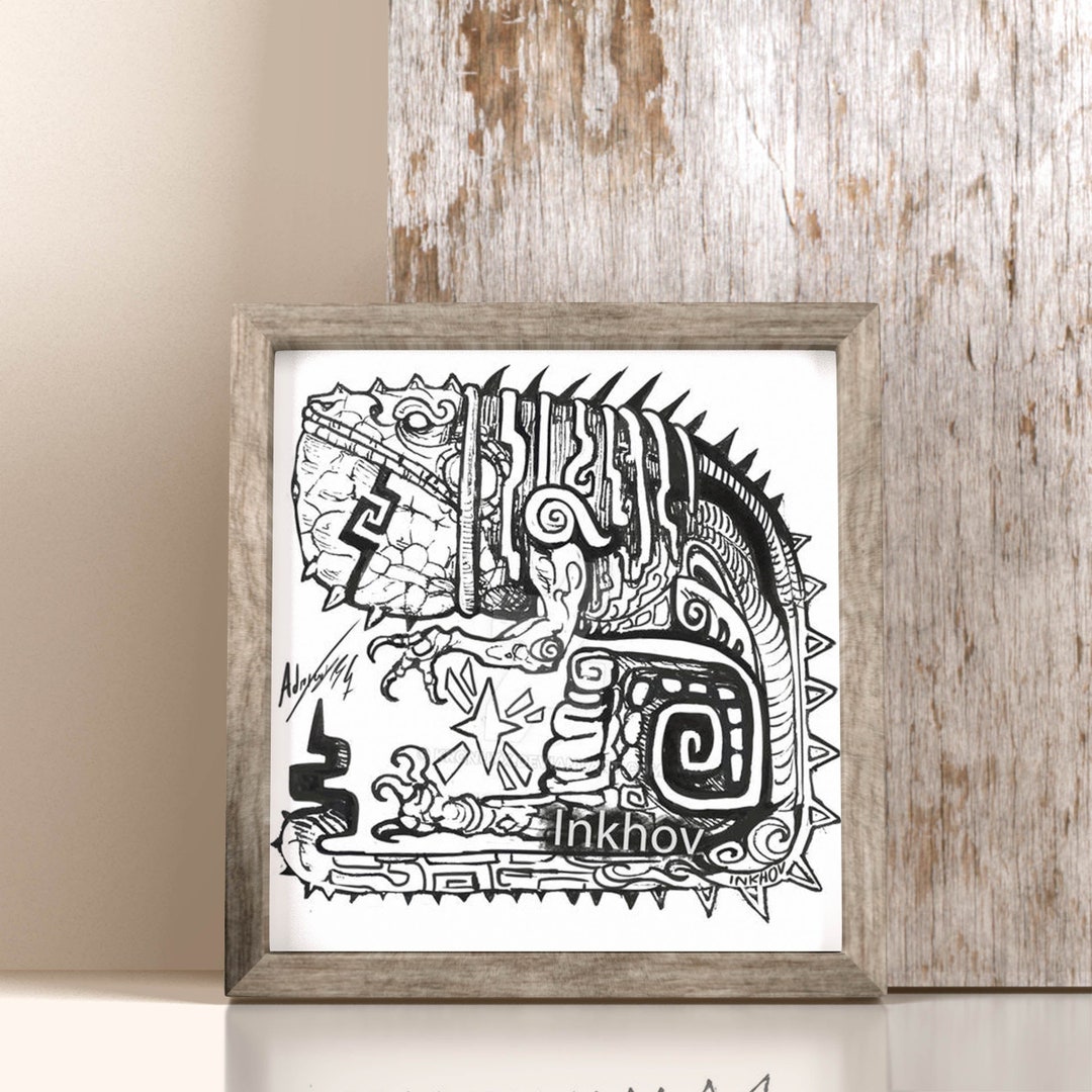Great Jagras Maya Style Illustration, Monster Hunter Print, Black and ...