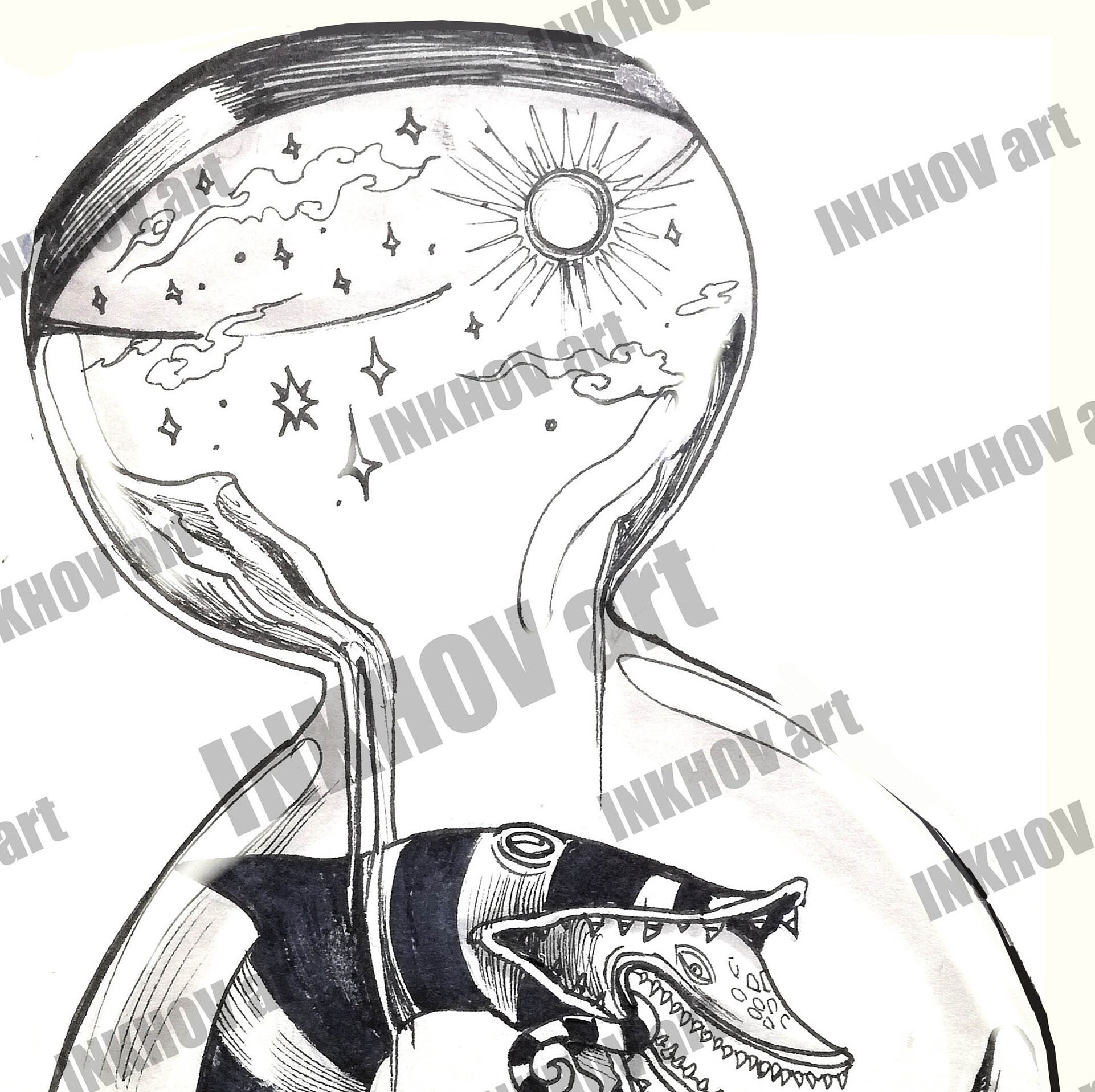 Tim Burton Snake Print, Illustration Beetlejuice Sandworm, Impression ...