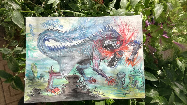 Odogaron Print, Monster Hunter World Art, Watercolor Art, Mhw Iceborne ...