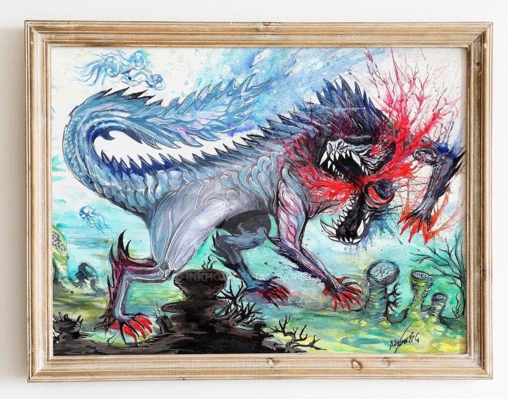Odogaron Print, Monster Hunter World Art, Watercolor Art, Mhw Iceborne ...
