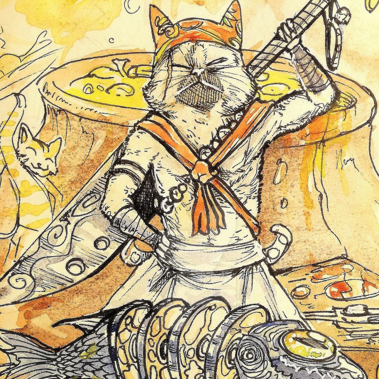 Monster Hunter Poster Meowscular Chef MH World Watercolor - Etsy