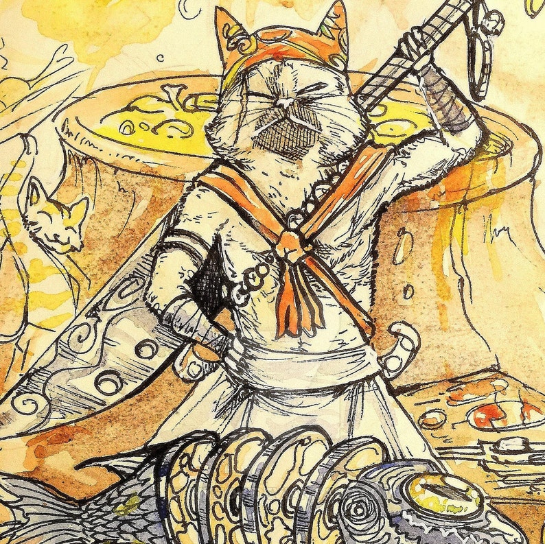 Monster Hunter Poster Meowscular Chef MH World Watercolor - Etsy