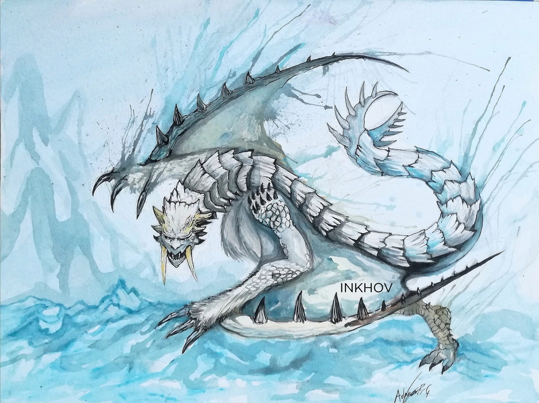 Barioth Watercolor Print, Monster Hunter Poster, Mhworld Print, Barioth ...