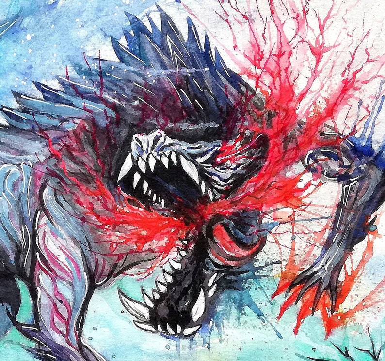 Odogaron Print, Monster Hunter World Art, Watercolor Art, Mhw Iceborne ...