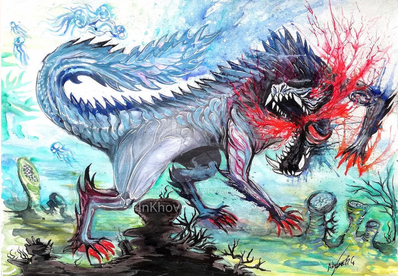 Odogaron Print, Monster Hunter World Art, Watercolor Art, Mhw Iceborne ...