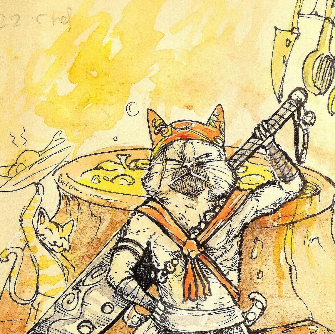Monster Hunter Poster Meowscular Chef MH World Watercolor - Etsy