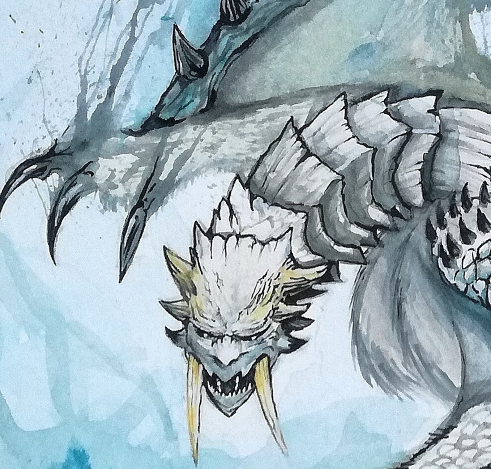 Barioth Watercolor Print Monster Hunter poster MHWorld | Etsy