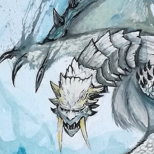 Barioth Watercolor Print, Monster Hunter Poster, Mhworld Print, Barioth ...