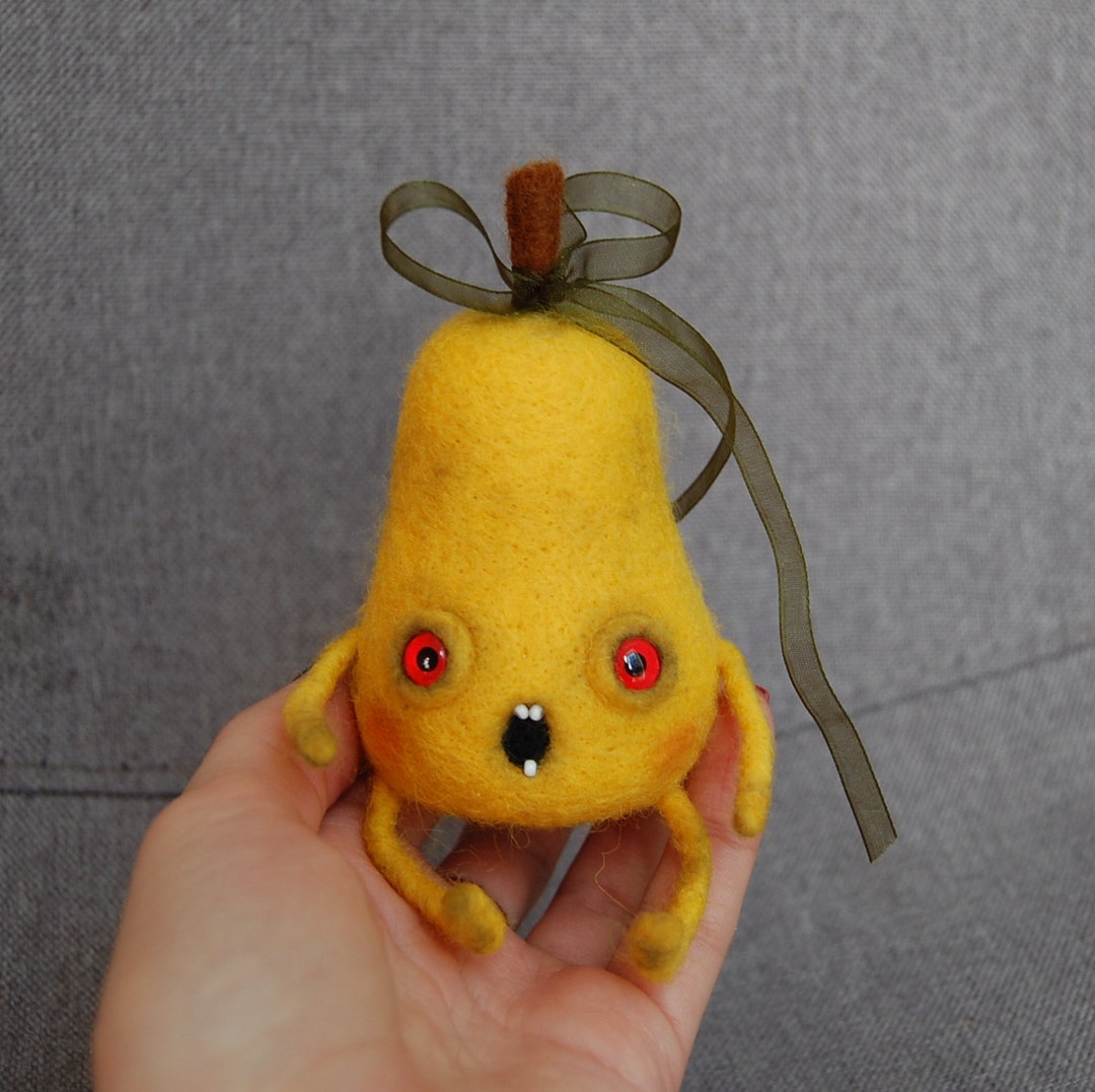 Cute Pear Neеdle Felt Toy Yellow Pear Fantastic Creature Cute Monster ...