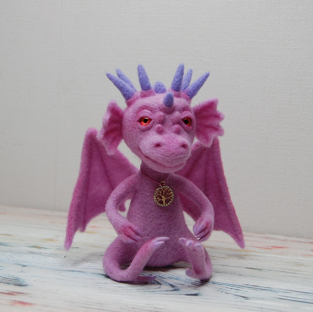 Felt Pink Dragon Forest Dragon Toy Mystical Animal Dragon Sculpture ...