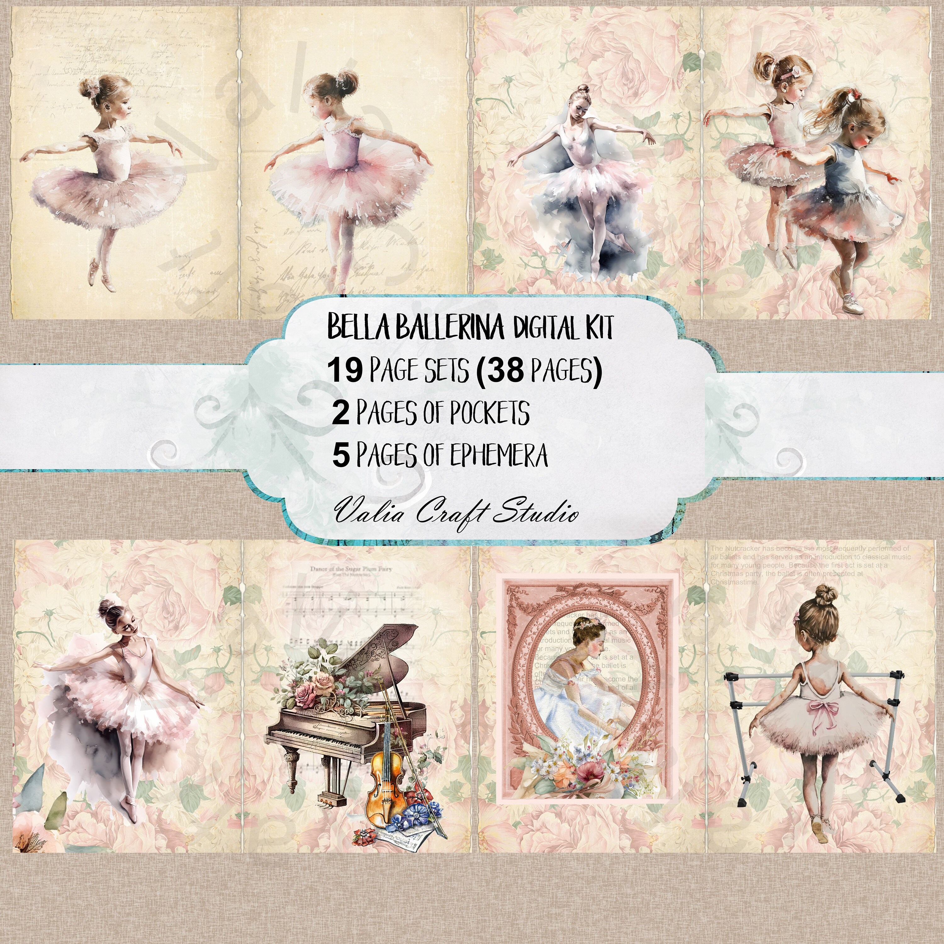 Digital Kit, Bella Ballerina Digital Kit, Printable, Instant Download ...