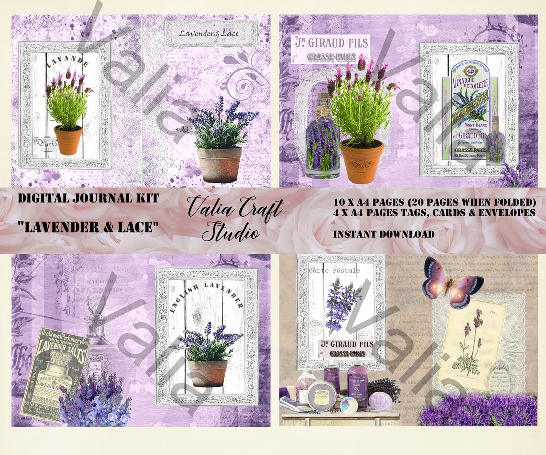 Lavender & Lace Digital Kit. Instant Download. Soft and Pretty. Purple ...